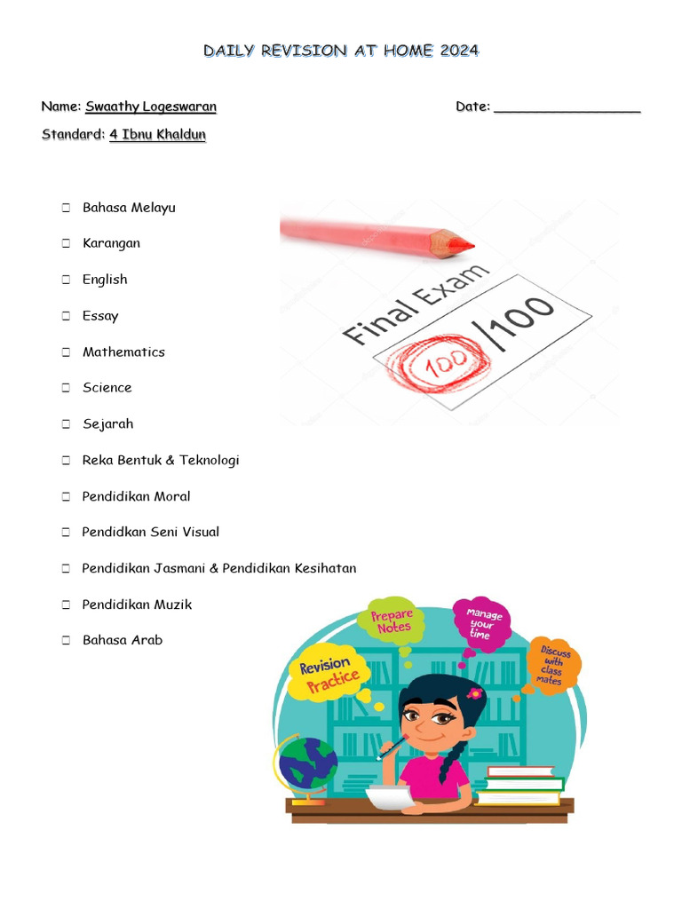 Daily Revision at Home 2024 | PDF