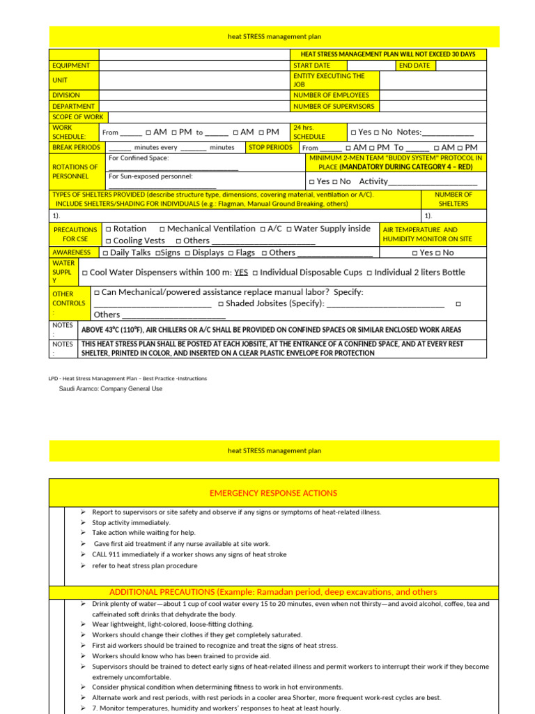 Heat Stress Management Plan - Best Practice | PDF