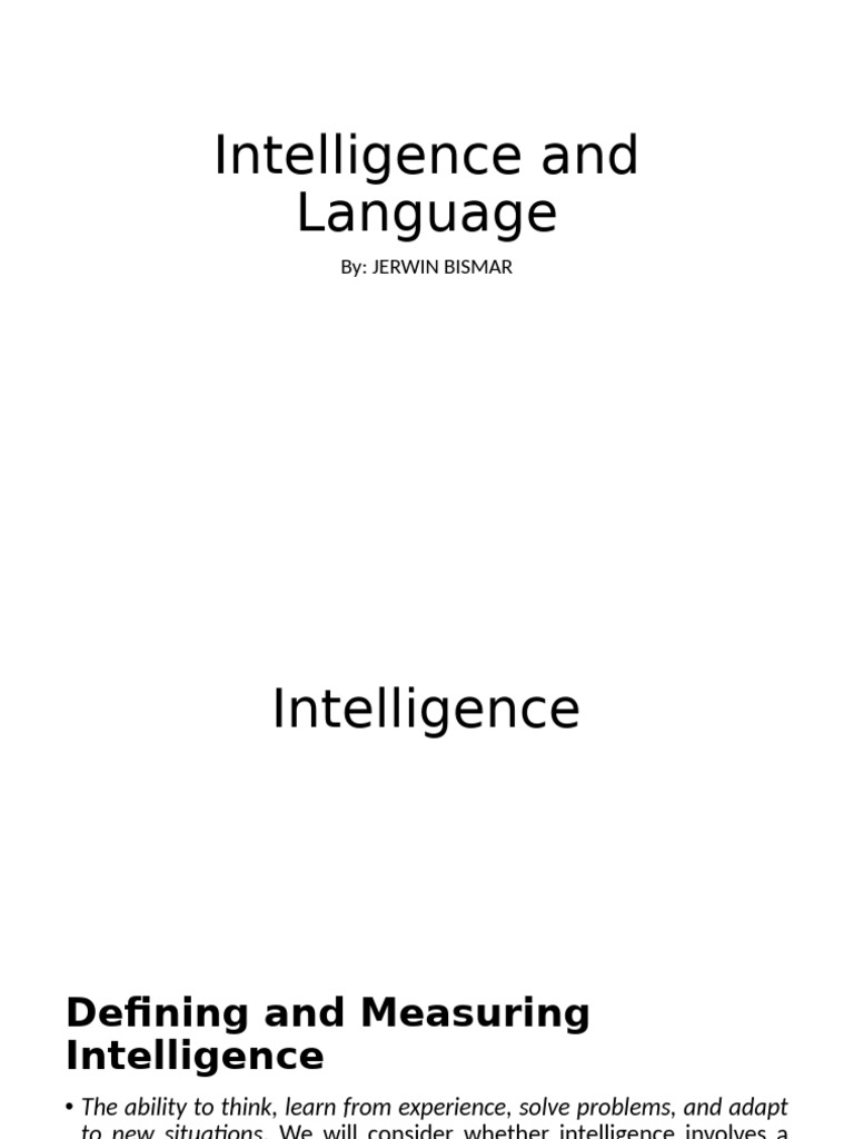 Intelligence and Language | PDF