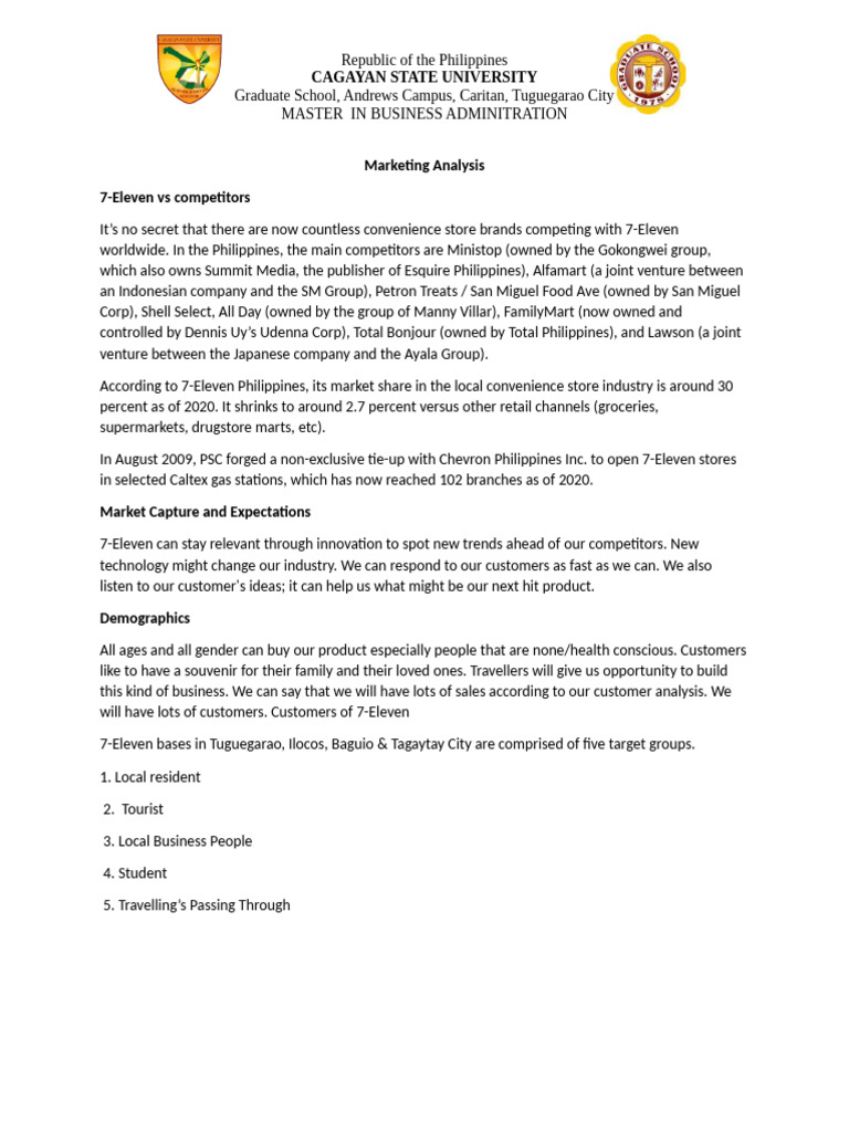 711 Market Analysis | PDF