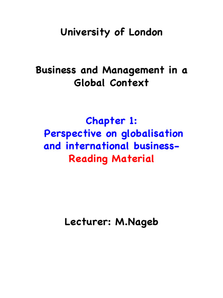 Chapter 1 Globalisation Reading | PDF | Globalization | Foreign Direct Investment