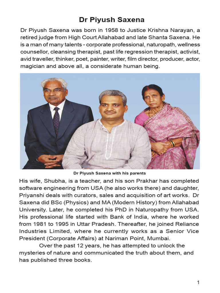 About The DR Piyush Saxena | PDF