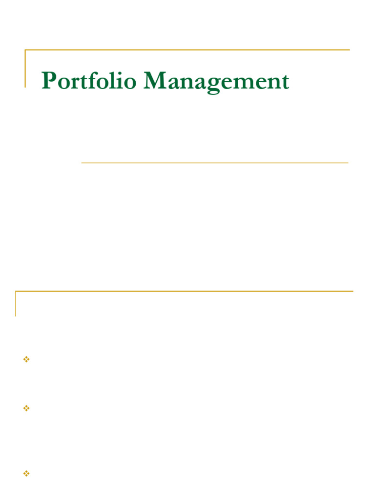 Portfolio Management | PDF | Diversification (Finance) | Investment ...