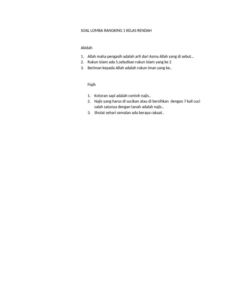 Soal Lomba Rangking 1 | PDF