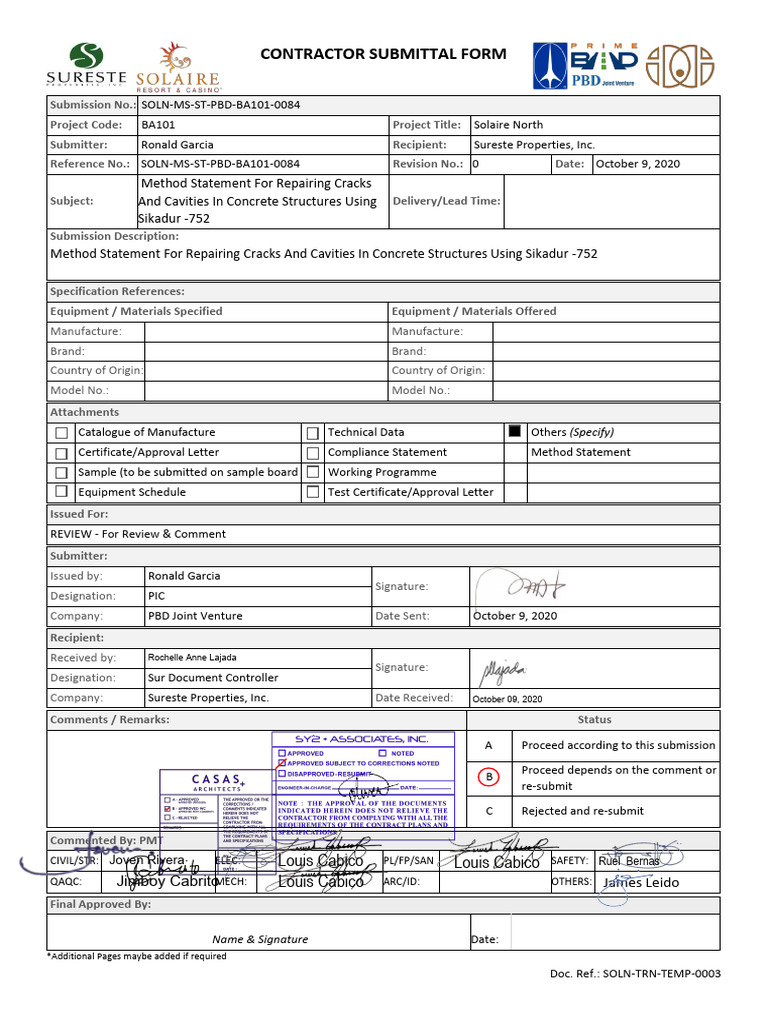 Contractor Submittal Form | PDF