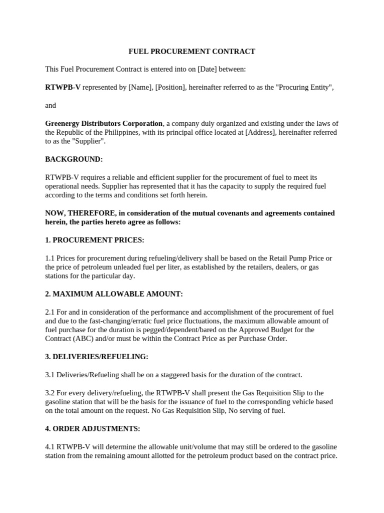 Fuel Procurement Contract | PDF