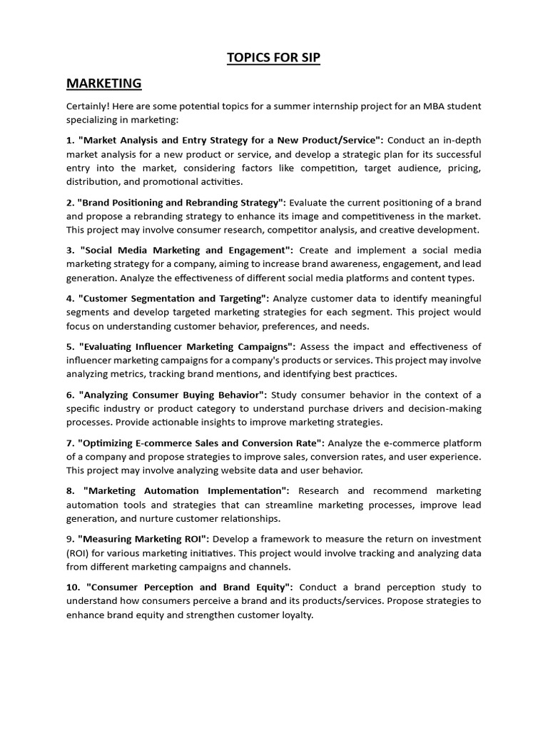 Topics For Sip | PDF