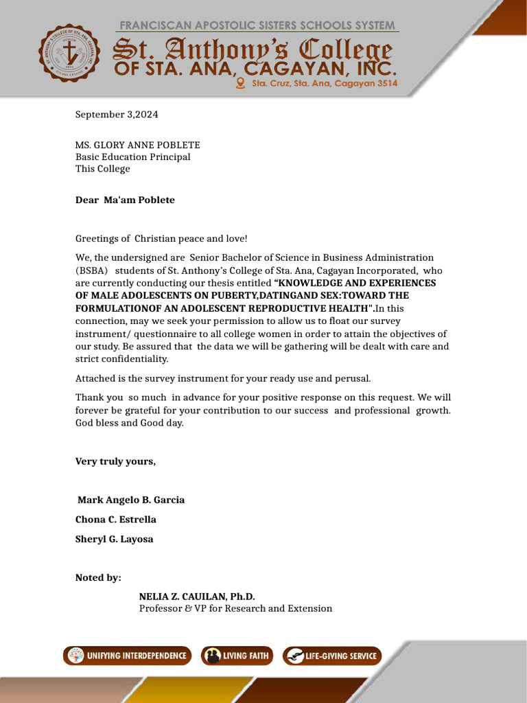 Request Letter To Float Questionnaire | PDF