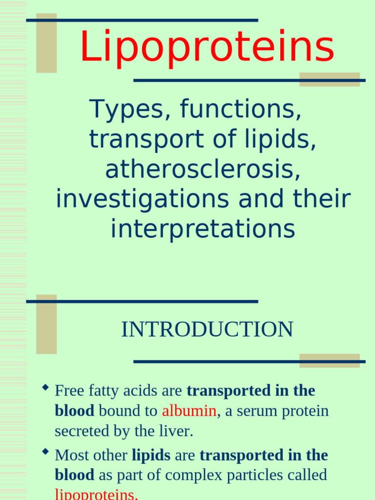 Lipo-Protein Presentation | PDF | Lipoprotein | Cholesterol