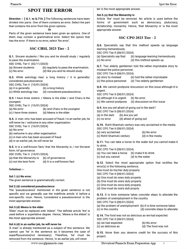 Spot The Error | PDF