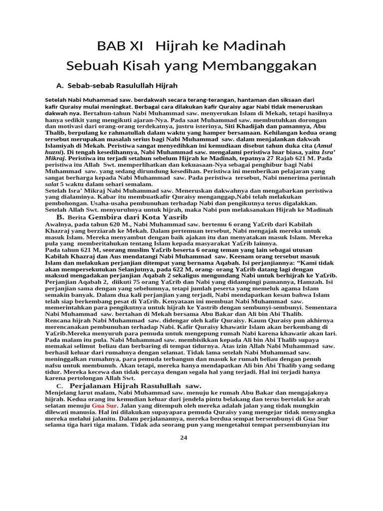 Bab Xi KLS Vii Kurtilas Sejarah Nabi Muhammad Saw Periode Madinah | PDF