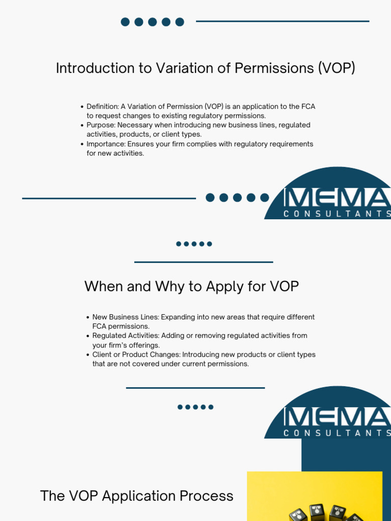Navigating Variation of Permissions (VOP) With MEMA Consultants | PDF | Career & Growth