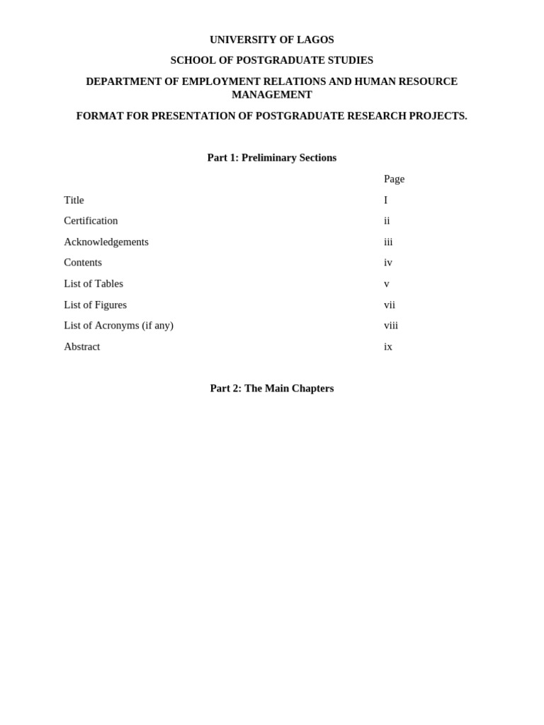 Format of Undergraduate Project | PDF