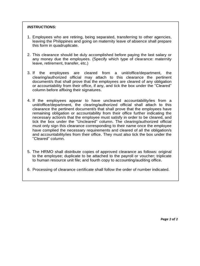 CS Form No. 7 Division Clearance Form 2 | PDF