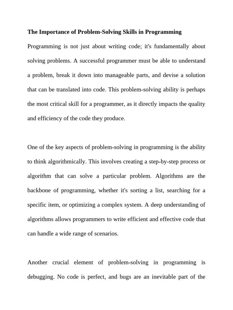 The Importance of Computer Programming Skills | PDF