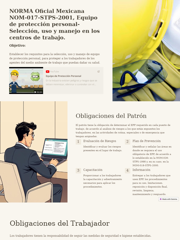 NORMA Oficial Mexicana NOM 017 STPS 2001 Equipo de Proteccion Personal ...