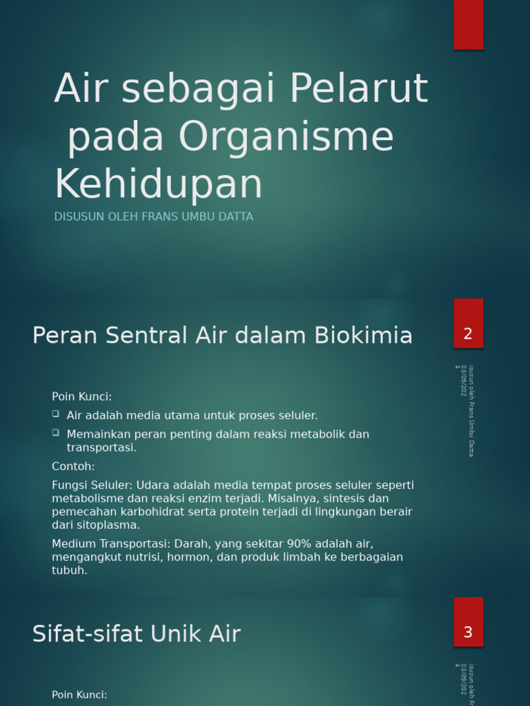 Air Sebagai Pelarut Pada Organisme Kehidupan | PDF