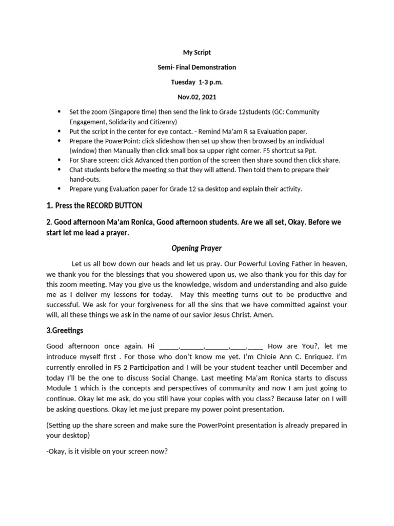 SCRIPT in SOCIAL CHANGE | PDF