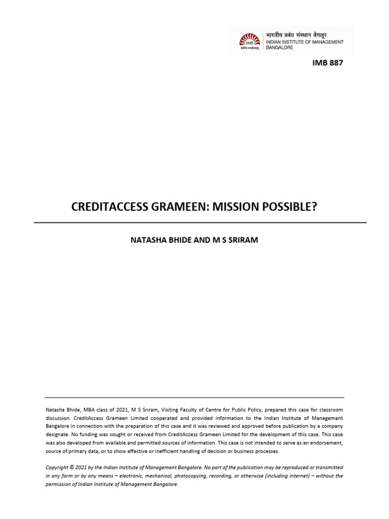 CreditAccess Grameen Mission Possible PDF