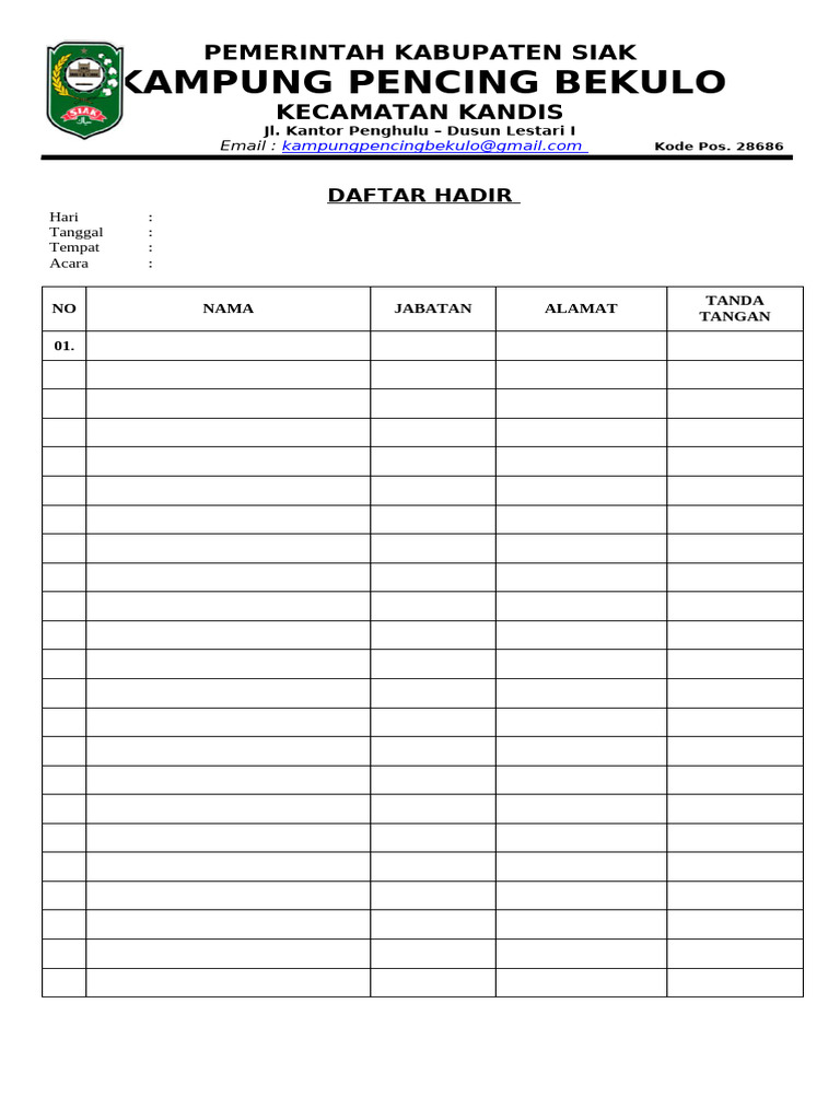 Daftar Hadir Rapat | PDF
