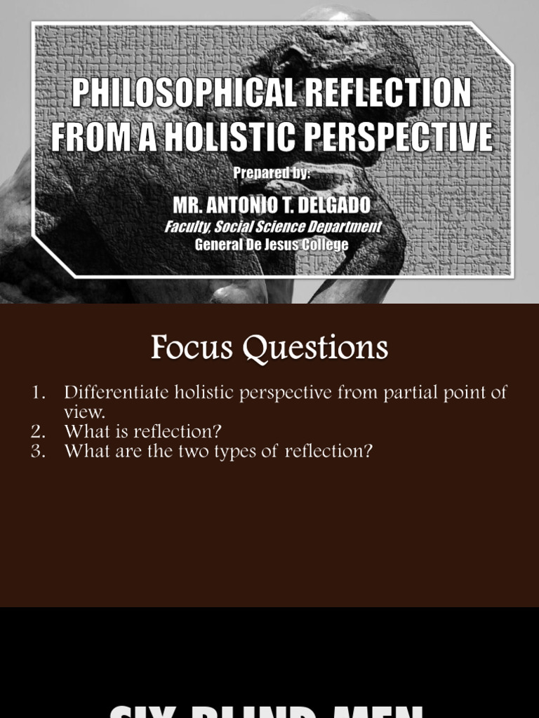 LESSON 1.2 Philosophical Reflection From A Holistic Perspective 1 | PDF