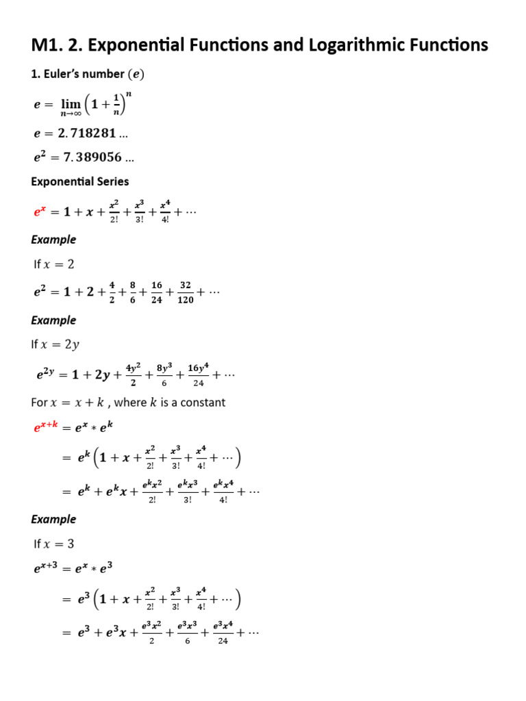 2. Exponential Functions and Logarithmic Functions | PDF