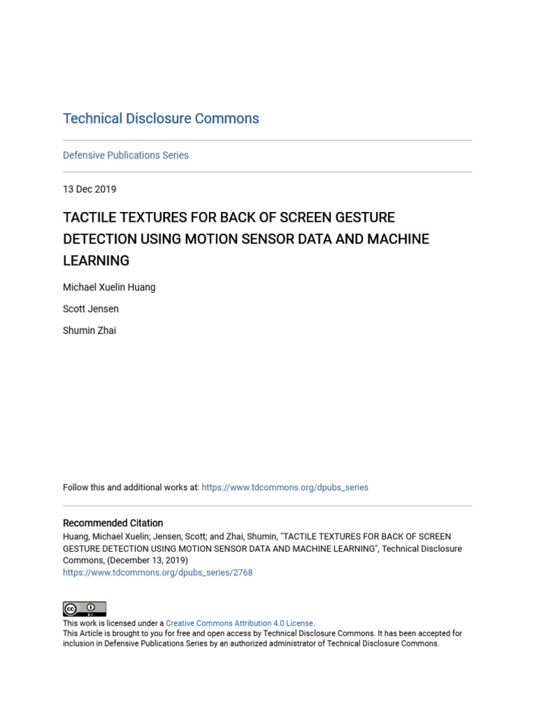 Tactile Textures For Back of Screen Gesture Detection Using Motio | PDF ...