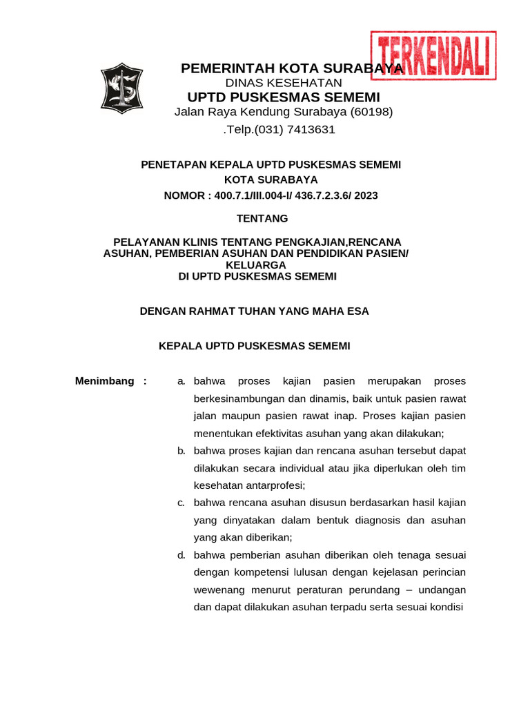 3.2.1a Sppelayanan Klinis Tentang Pengkajian, Rencana Asuhan, Pemberian Asuhan Dan Pendidikan ...