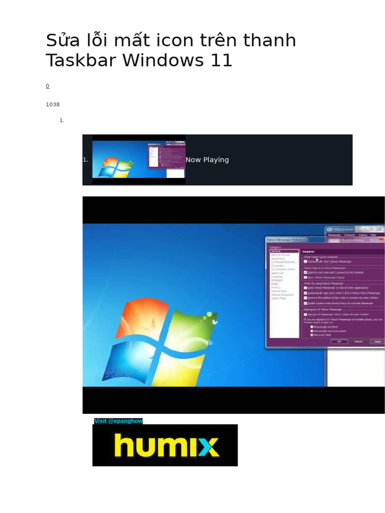 Sửa Lỗi Mất Icon Trên Thanh Taskbar Windows 11 | PDF