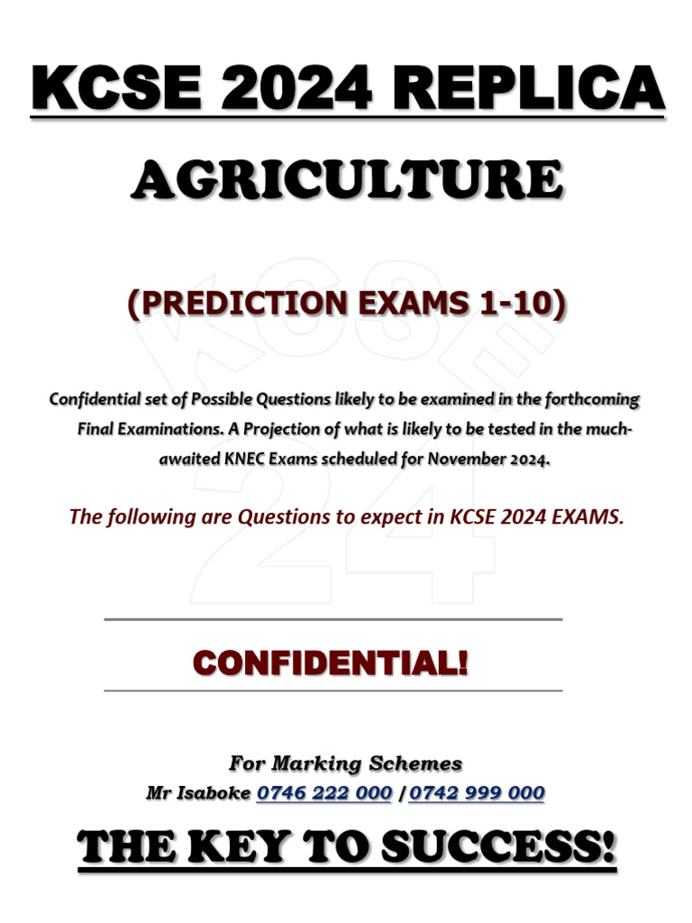 KCSE 2024 Agriculture Prediction Paper | PDF | Agriculture | Demand