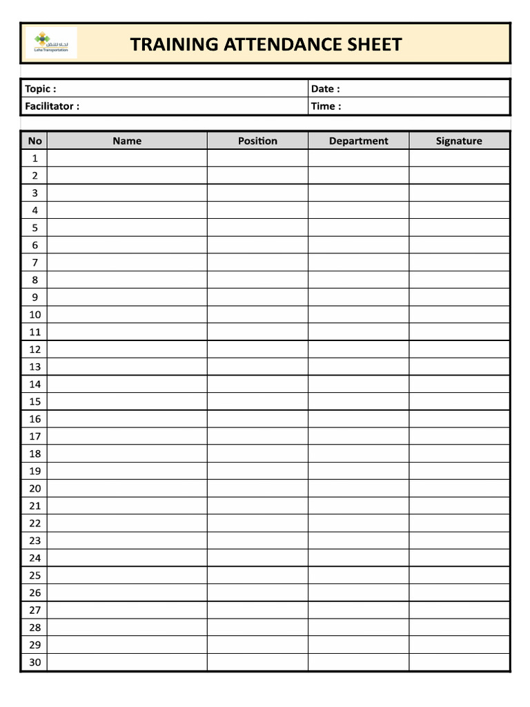 Training Attendance Sheet | PDF