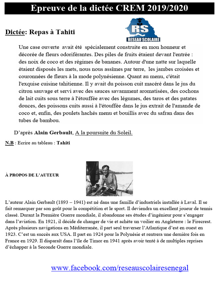 Dictée CREM 2019-2020 | PDF