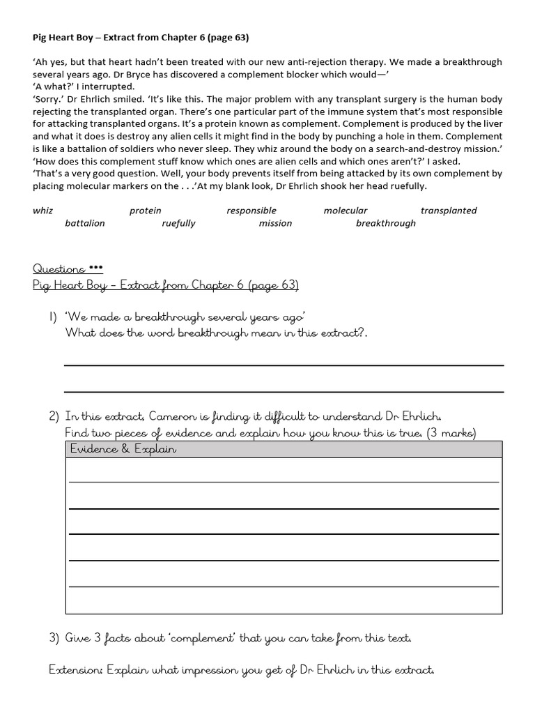 Reading Pig Heart Boy HA | PDF