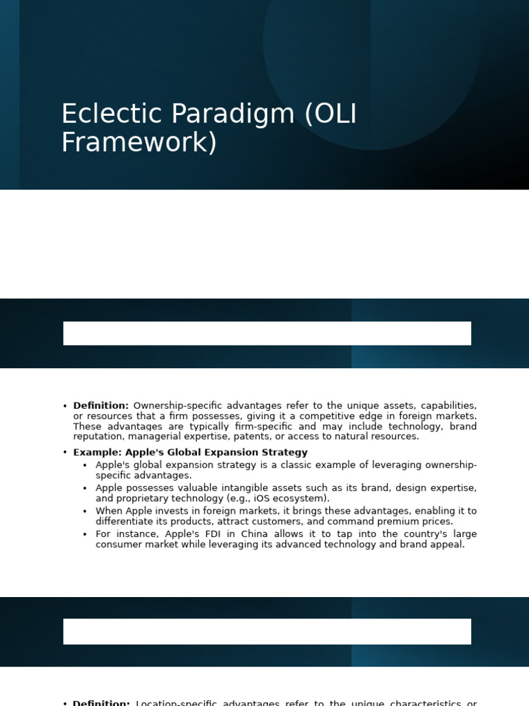Eclectic Paradigm (OLI Framework) | PDF