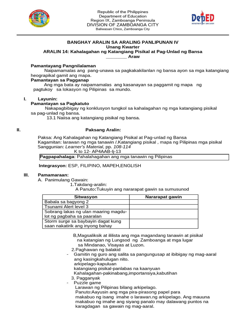 Aralin 14 Unang Araw | PDF | Philippines | Foreign Language Studies
