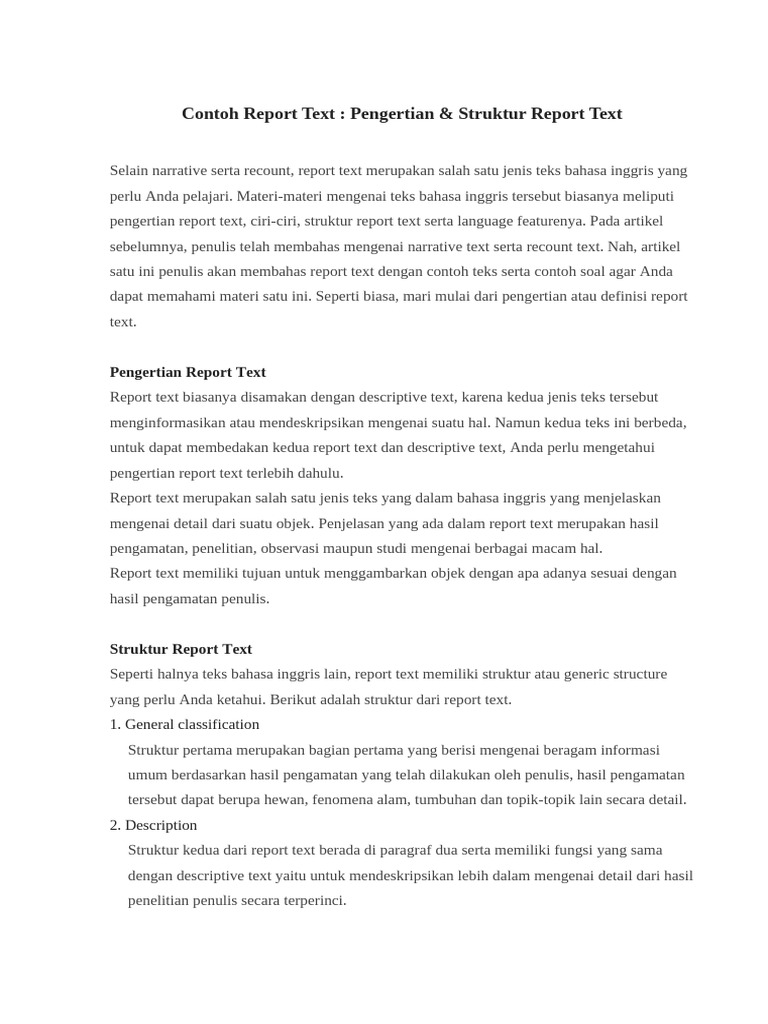 Contoh Report Text | PDF