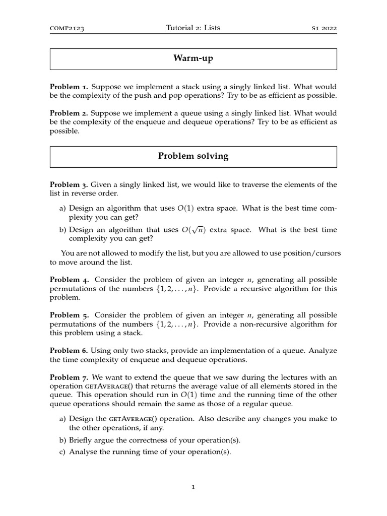 Tutorial 2 - Lists | PDF