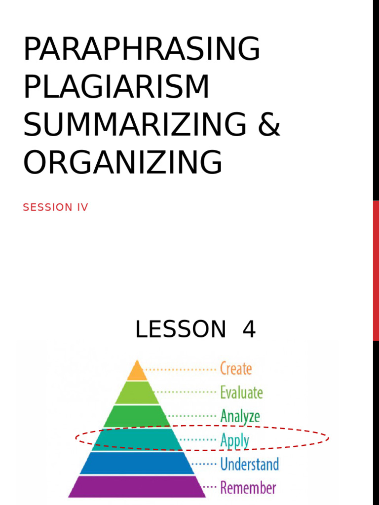 Paraphrasing Plagiarism Summarizing & Organizing New | PDF