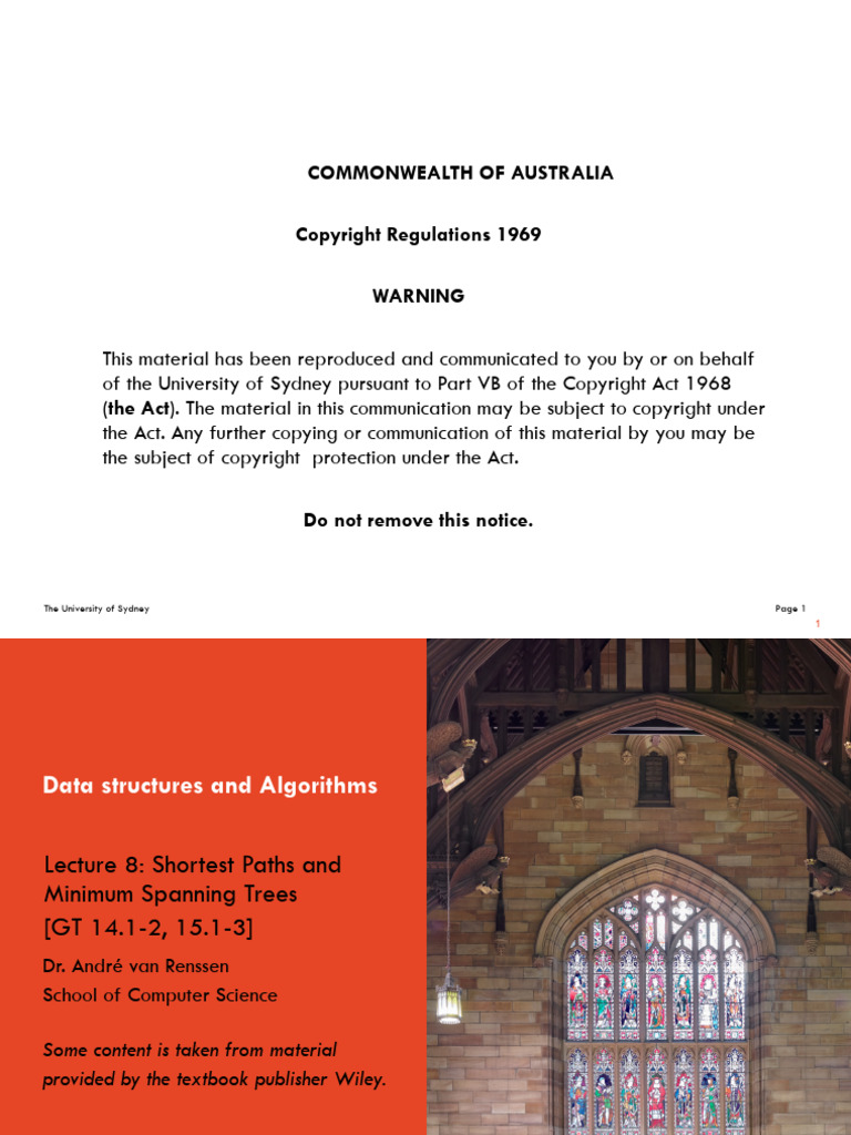 Lecture 8 - Graph Algorithms | PDF