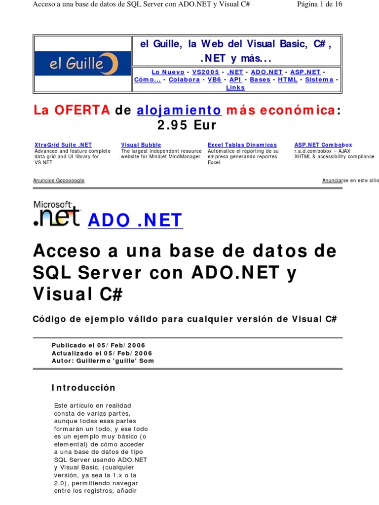 C# SQL Base de Datos | Descargar gratis PDF | Tabla (base de datos ...