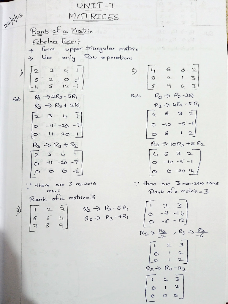 Maths Unit 1 | PDF | Matrix Theory | Functions And Mappings
