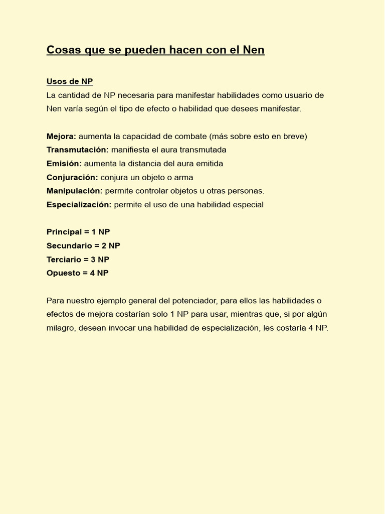 Cosas Que Se Pueden Hacen Con El Nen | PDF