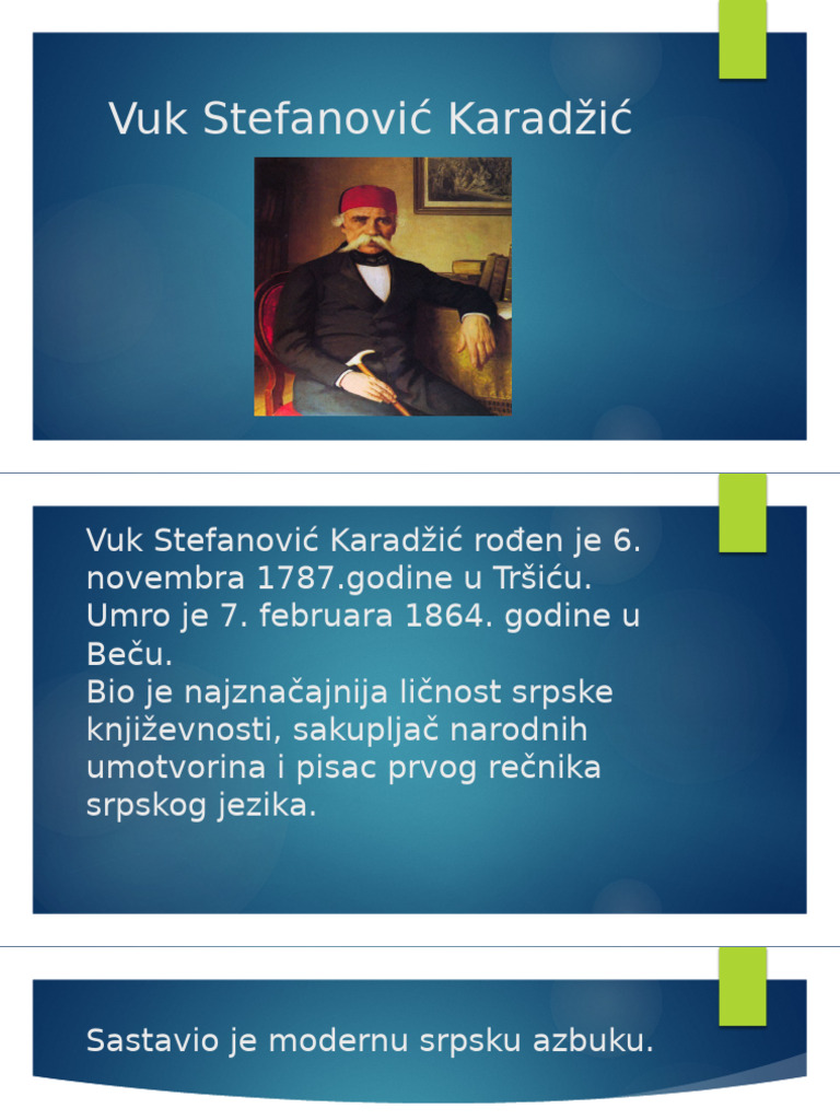 Vuk Stefanović Karadžić Prezentacija | PDF