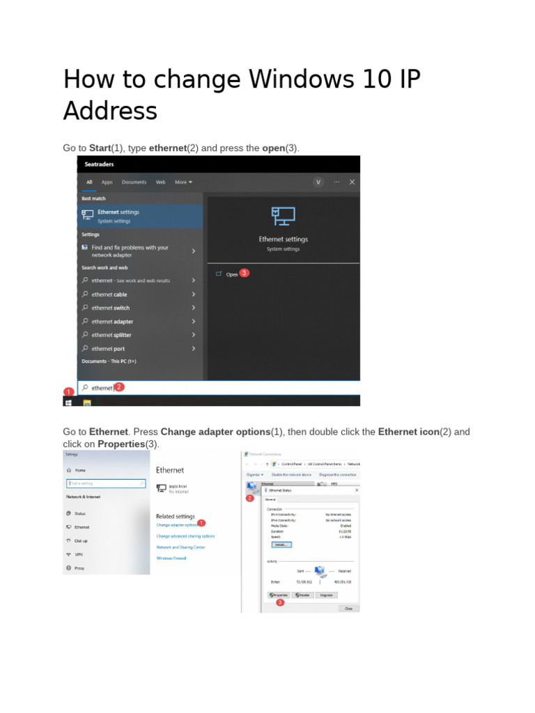 HowTo Change IP Address Win10 | PDF