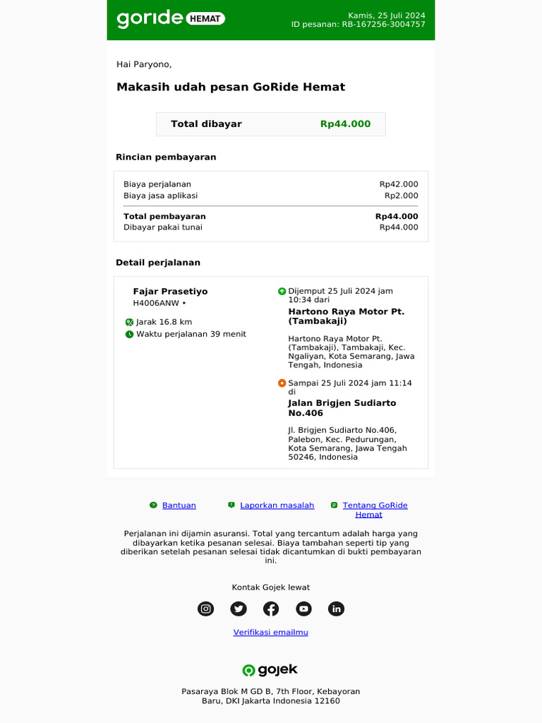 Contoh Nota Ojek | PDF