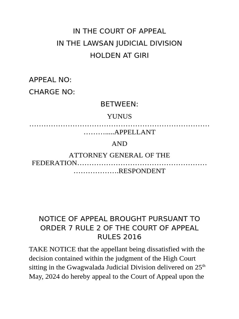 Notice of Appeal | PDF