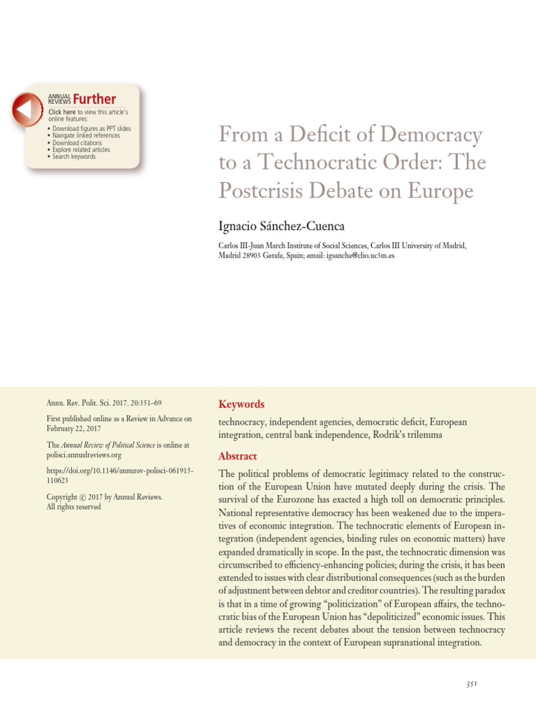 From A Deficit of Democracy To A Technocratic Order | PDF | European ...