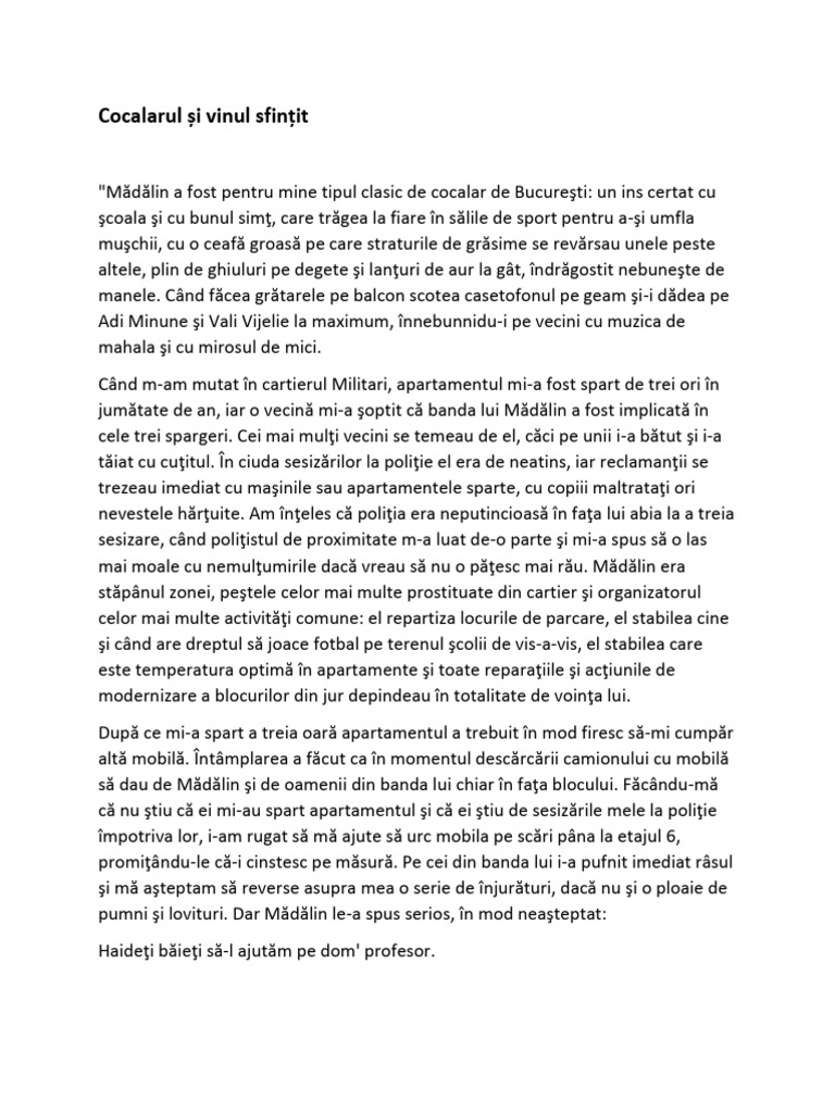 Cocalarul Și Vinul Sfințit | PDF