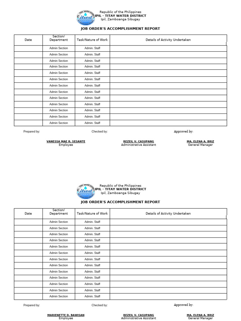 Job Accomplishment | PDF