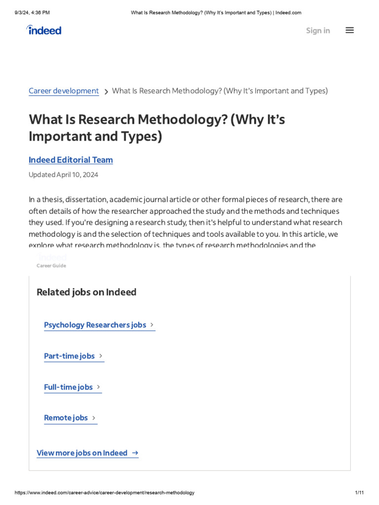 What Is Research Methodology - (Why It's Important and Types) | PDF